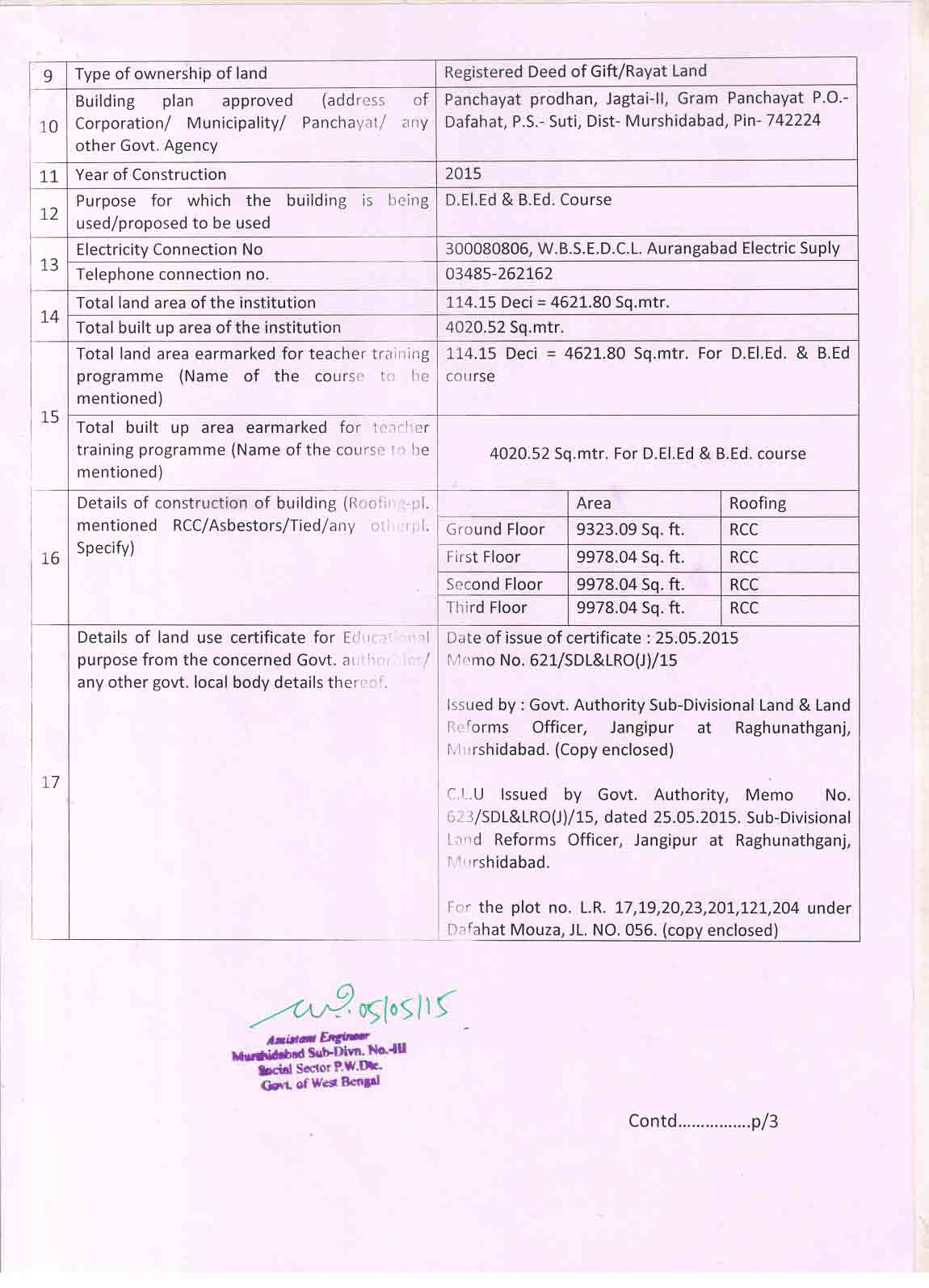 Building Completion Certificate AMTTI